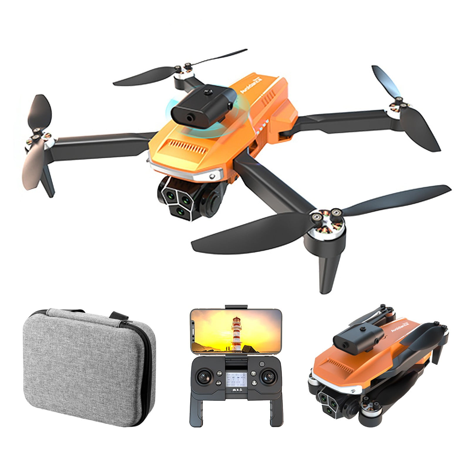 Brushless Motor Drones With 3 Cameras Wind Resistance Headless Mode ...