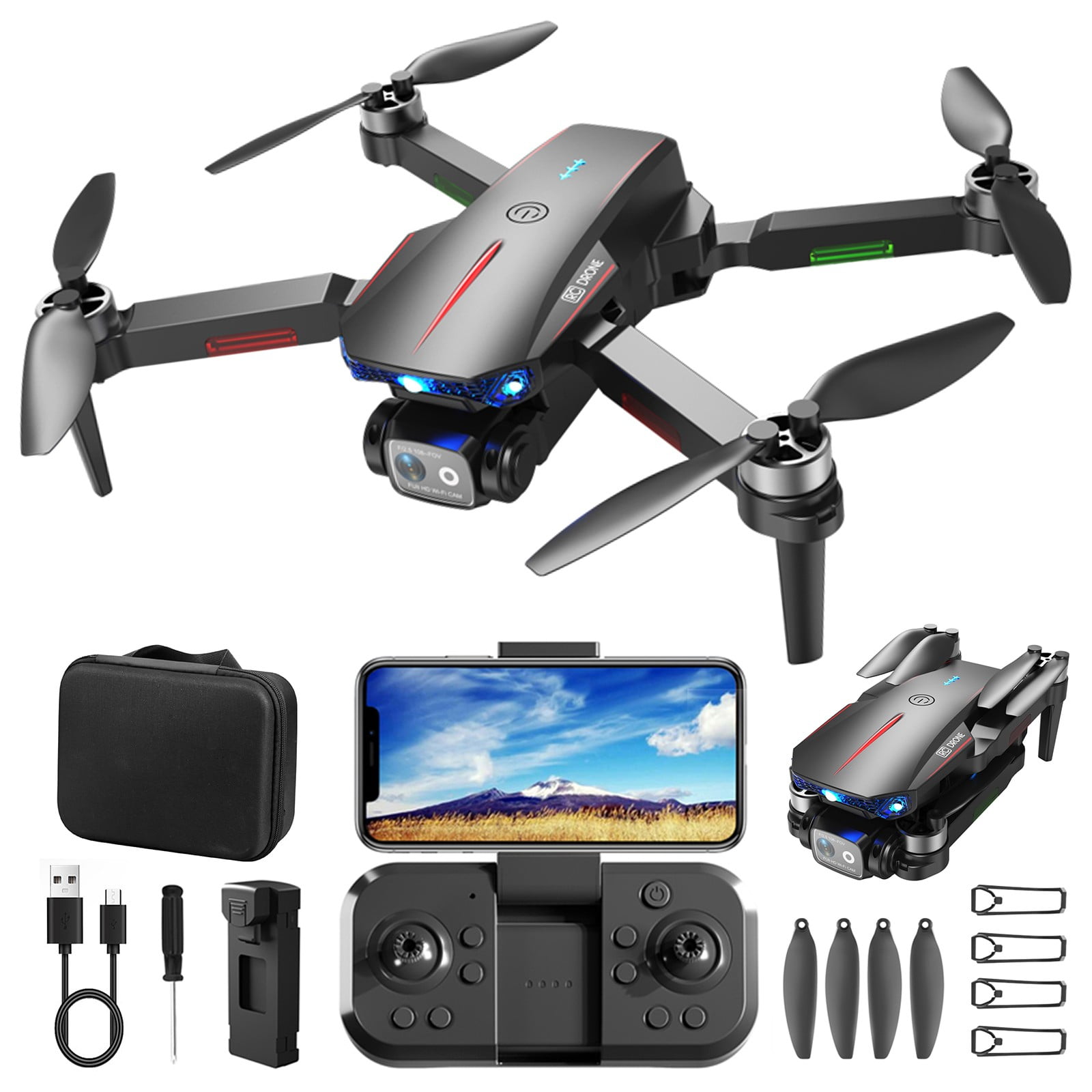 Brushless Motor Drones With Dual Cameras Wind Resistance Headless Mode ...