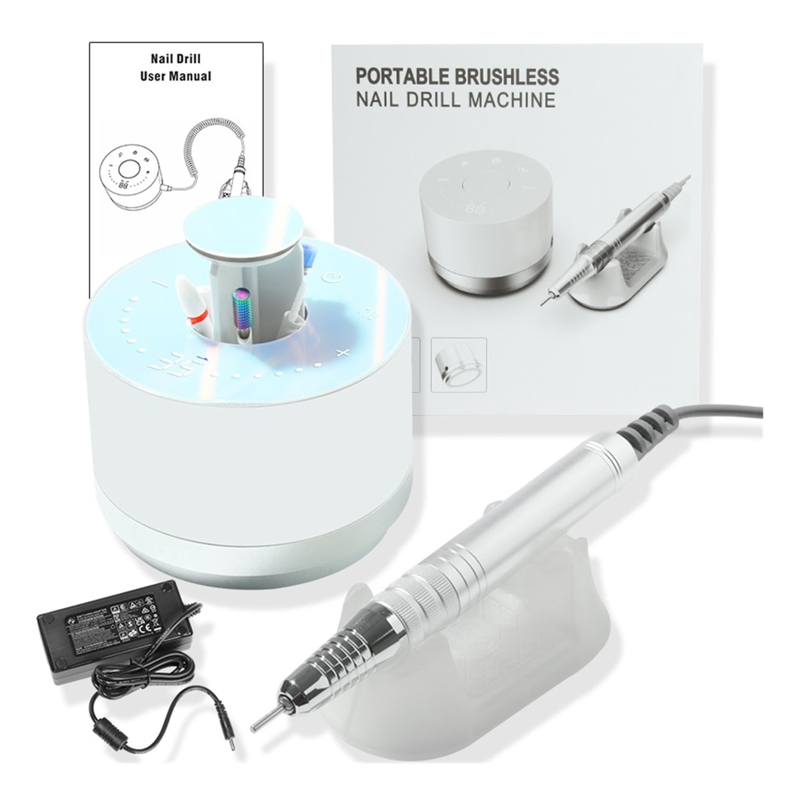 Brushless Nail Drill Manicure Machine, 35000RPM Professional Electric ...