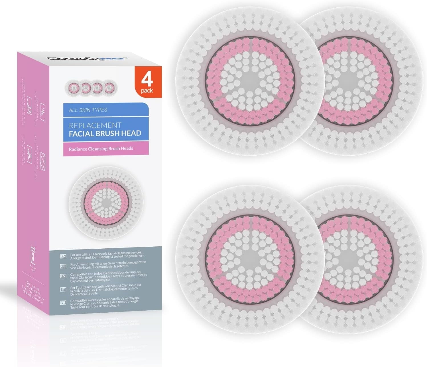 Brushmo Facial Cleansing Brush Head Refill, Compatible with Clarisonic ...