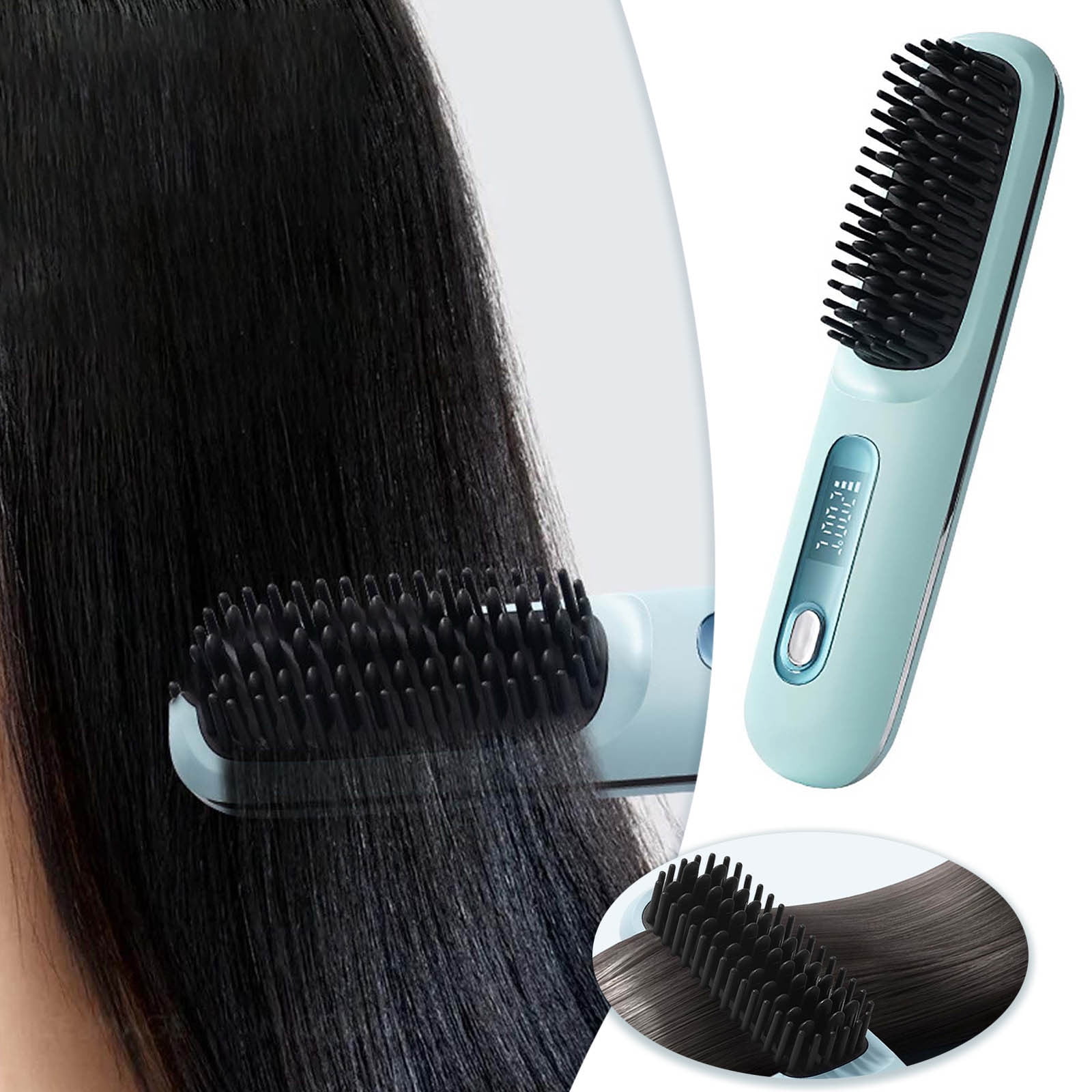 Brusho Hair Pro Cordless Straightener Brush Styling Tool for Smooth ...