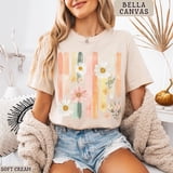 Brushstroke Floral Shirt for Women Spring Daisy Graphic Tee Soft Pastel ...