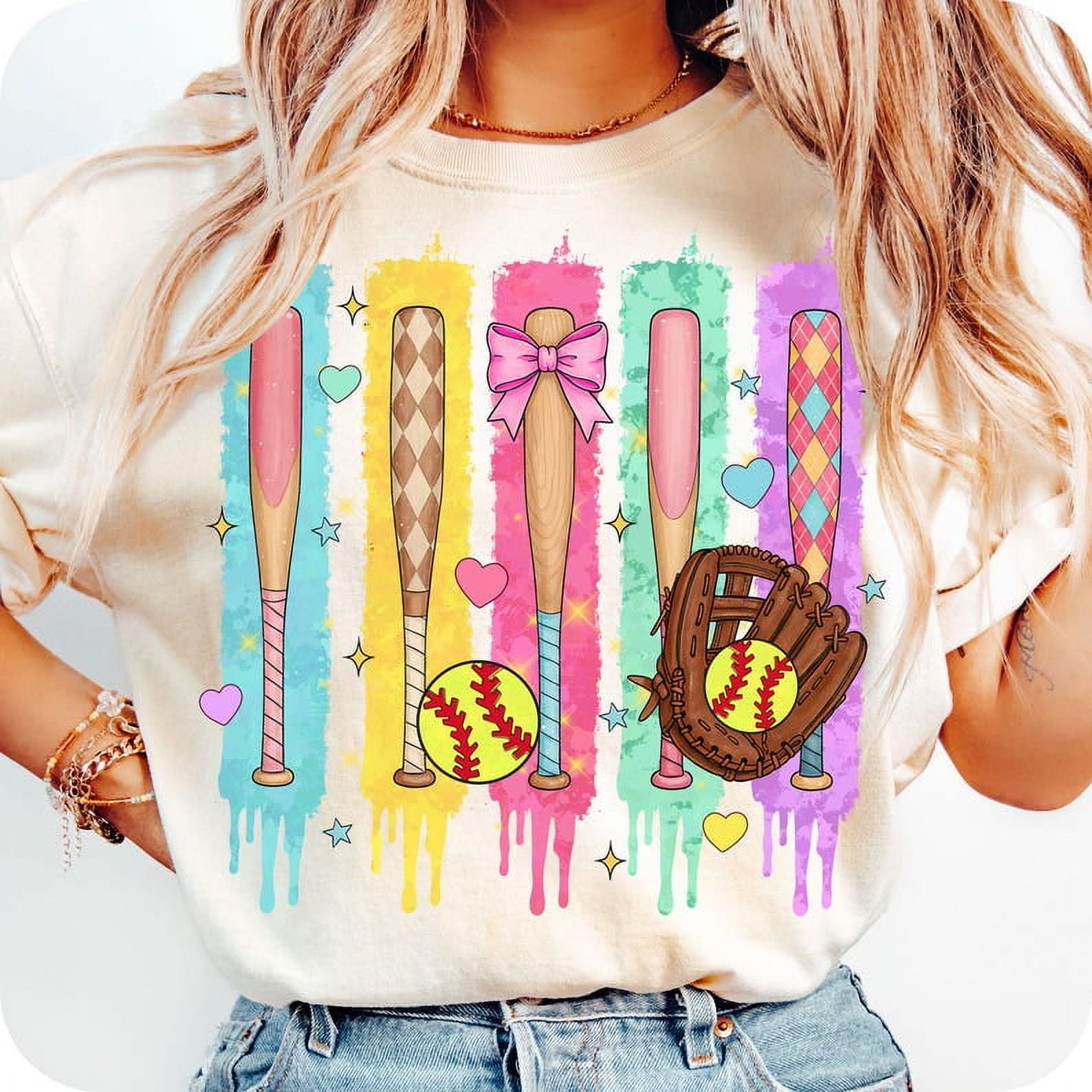 Brushstroke Softball Drip T-Shirt, Coquette Softball Drip T-Shirt, Mama ...