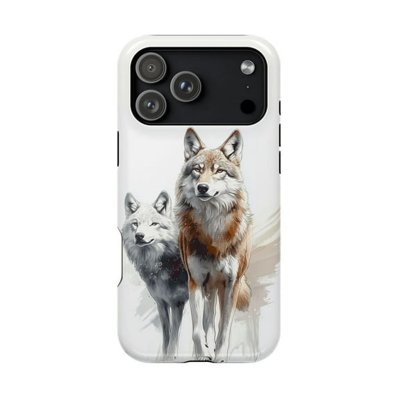 Brushstroke Wolves in Misty Wind Watercolor Phone Case with iPhone 17 ...