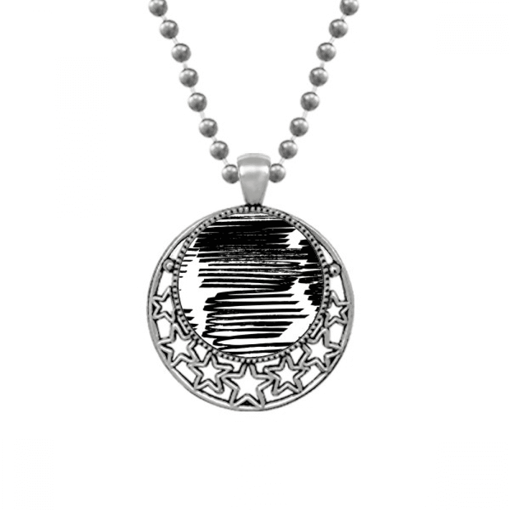 Brushwork Irregular Line Texture Necklaces Pendant Retro Moon Stars ...