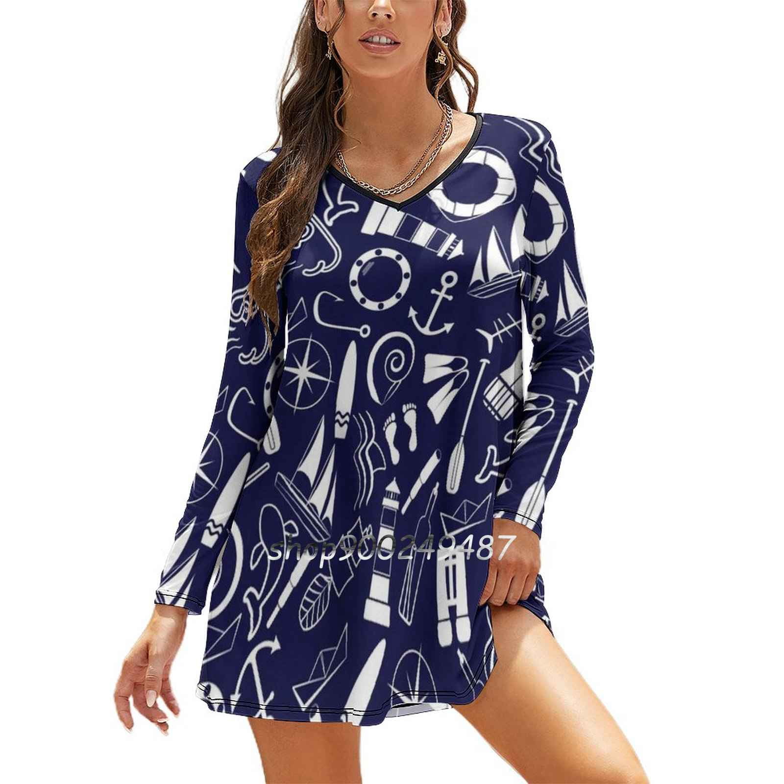 Brussel Sprout Pattern Square Neck Dress Cute Loose Print Dresses ...