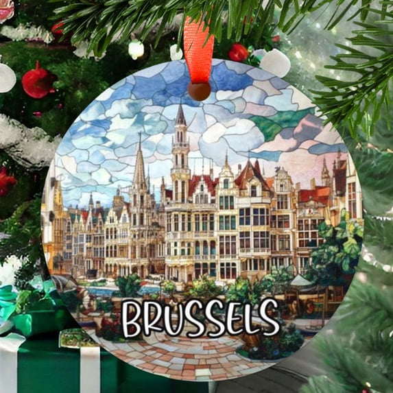 Brussels Belgium Christmas Ornament, Ceramic/Acrylic - Brussels Belgium ...