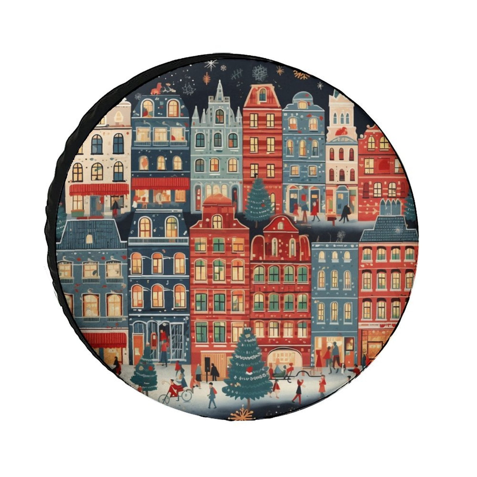 Brussels Cityscapes Christmas Pattern Spare Tire Cover City Skyline ...