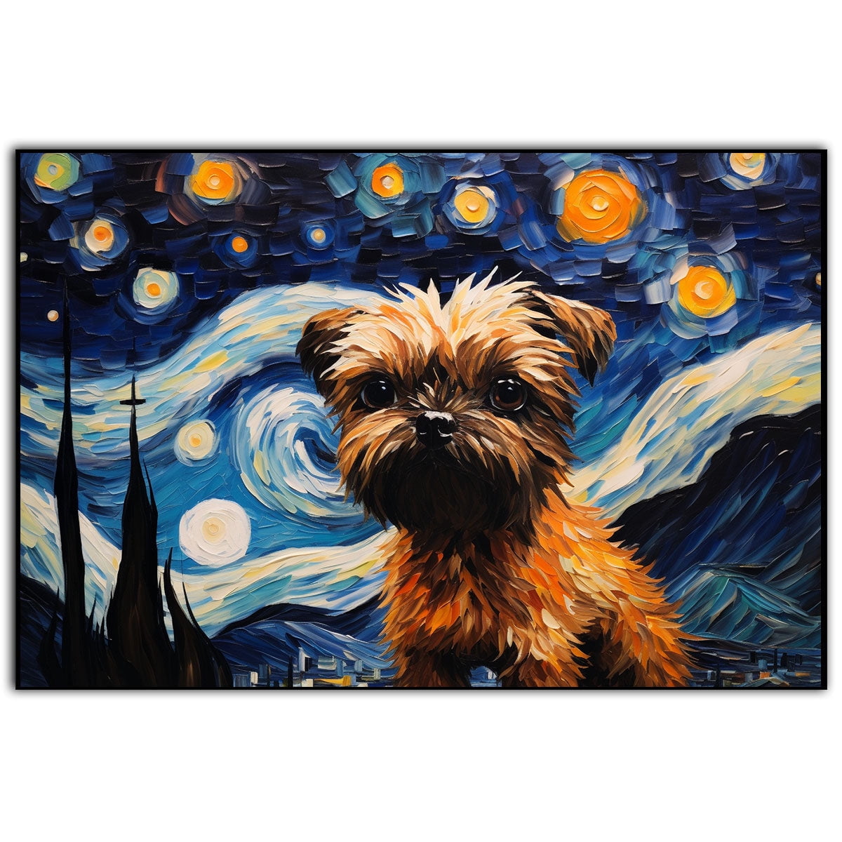 Brussels Griffon Dog Canvas Prints of Starry Night Paintings ...