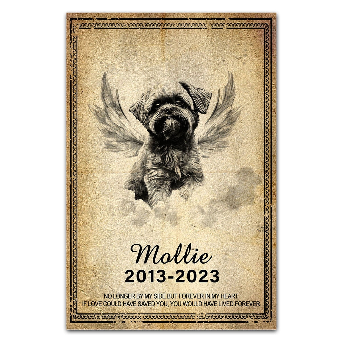 Brussels Griffon Dog Memorial Poster/Framed Canvas Prints, Personalized ...