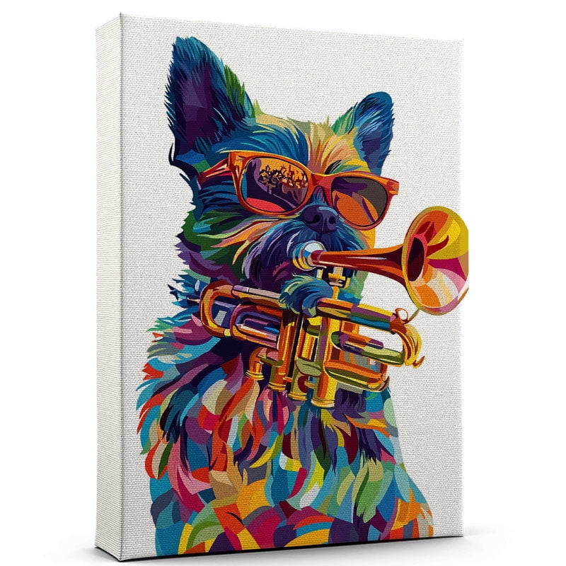 Brussels Griffon Dog Trumpet Art Stretched Canvas Size 8x12 – Brussels ...