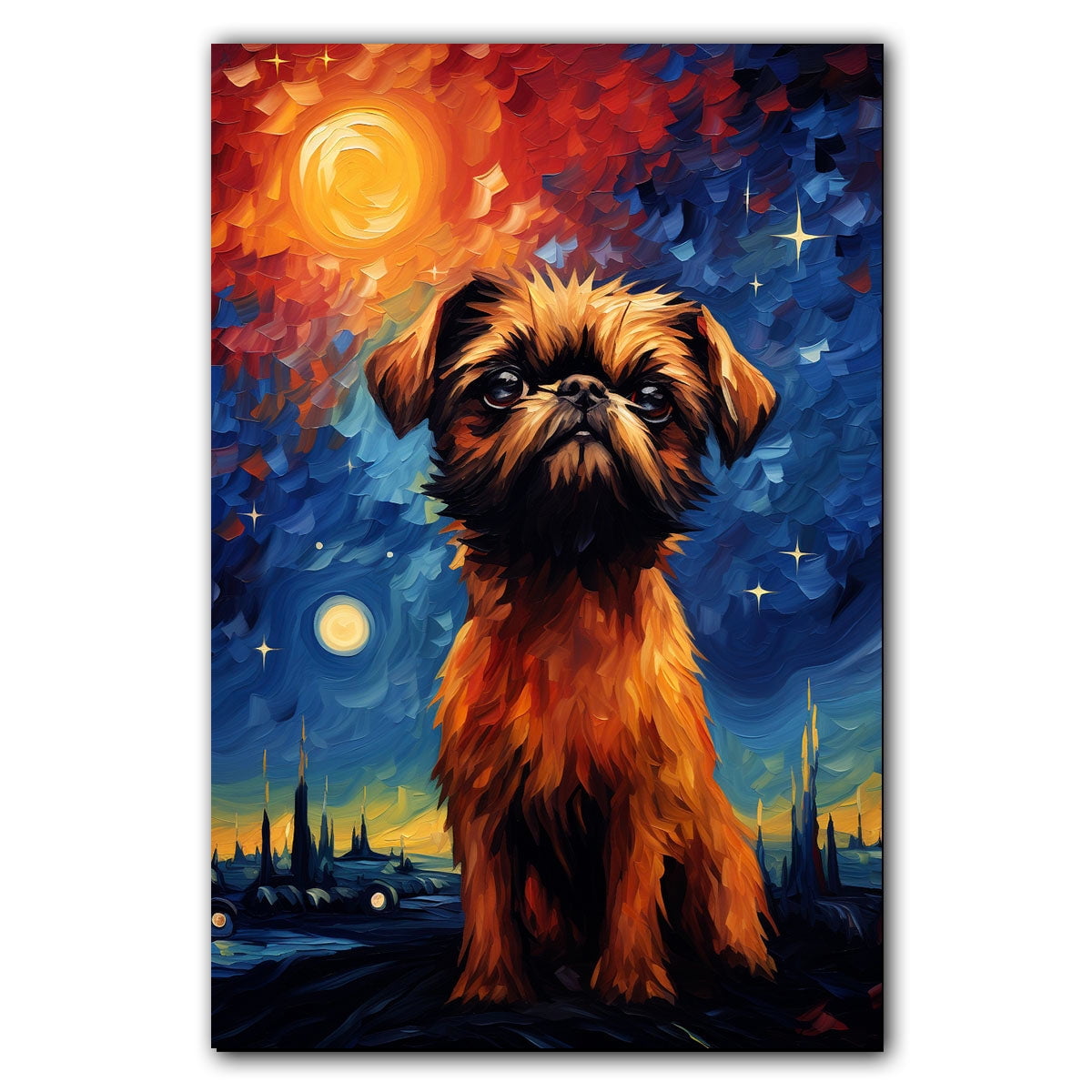 Brussels Griffon Dog Unframed Starry Night Van Gogh Inspired Dog Pet ...