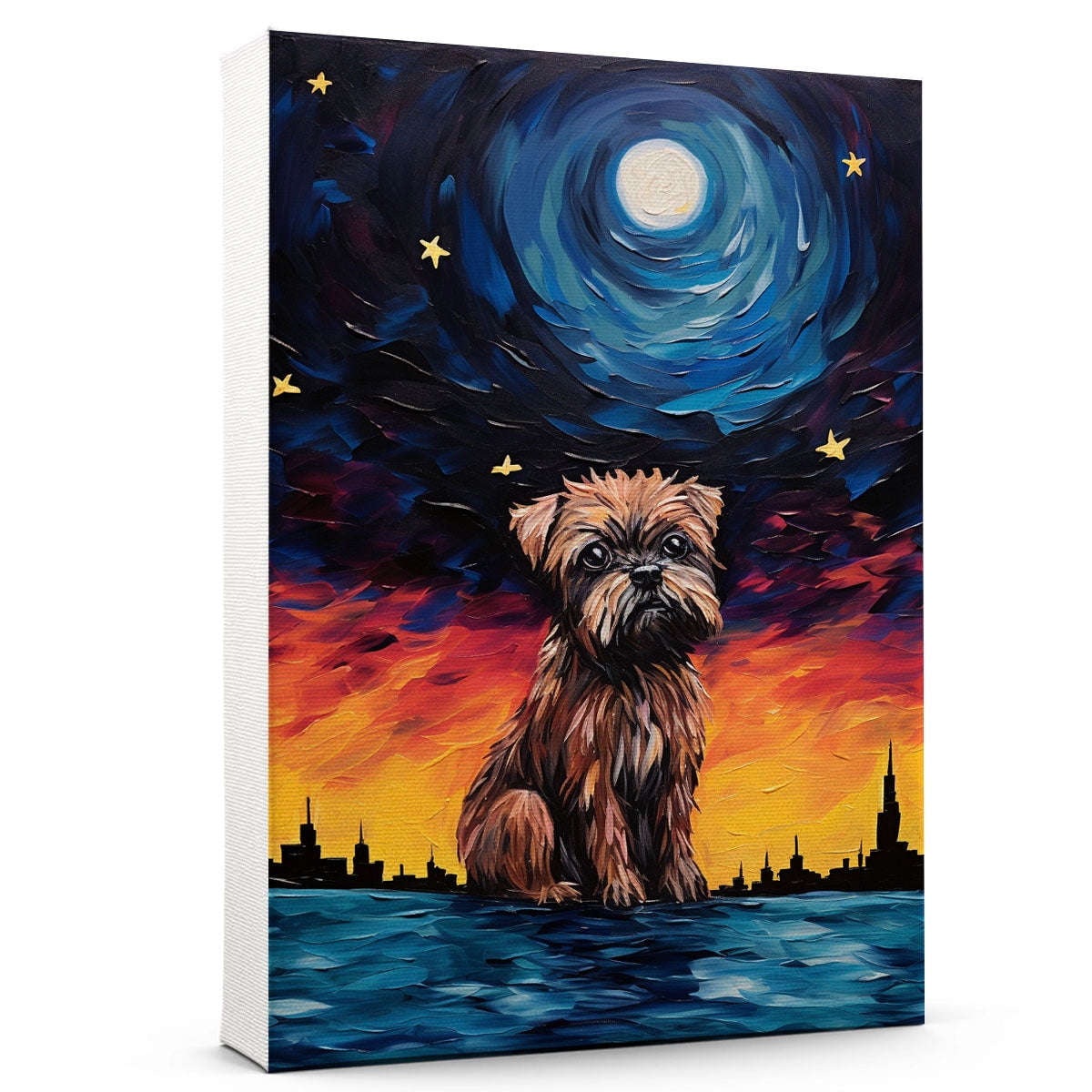 Brussels Griffon Gift Starry Night Dog Canvas Wall Art Famous Oil ...
