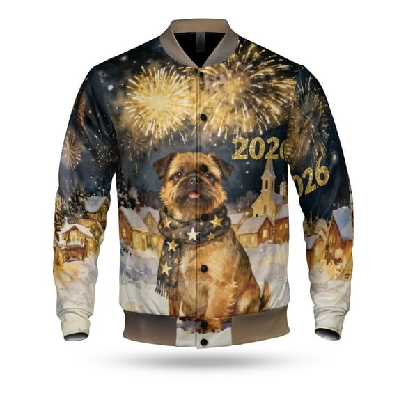 Brussels Griffon Happy New Year 2026 with Fireworks on New Year's Eve ...