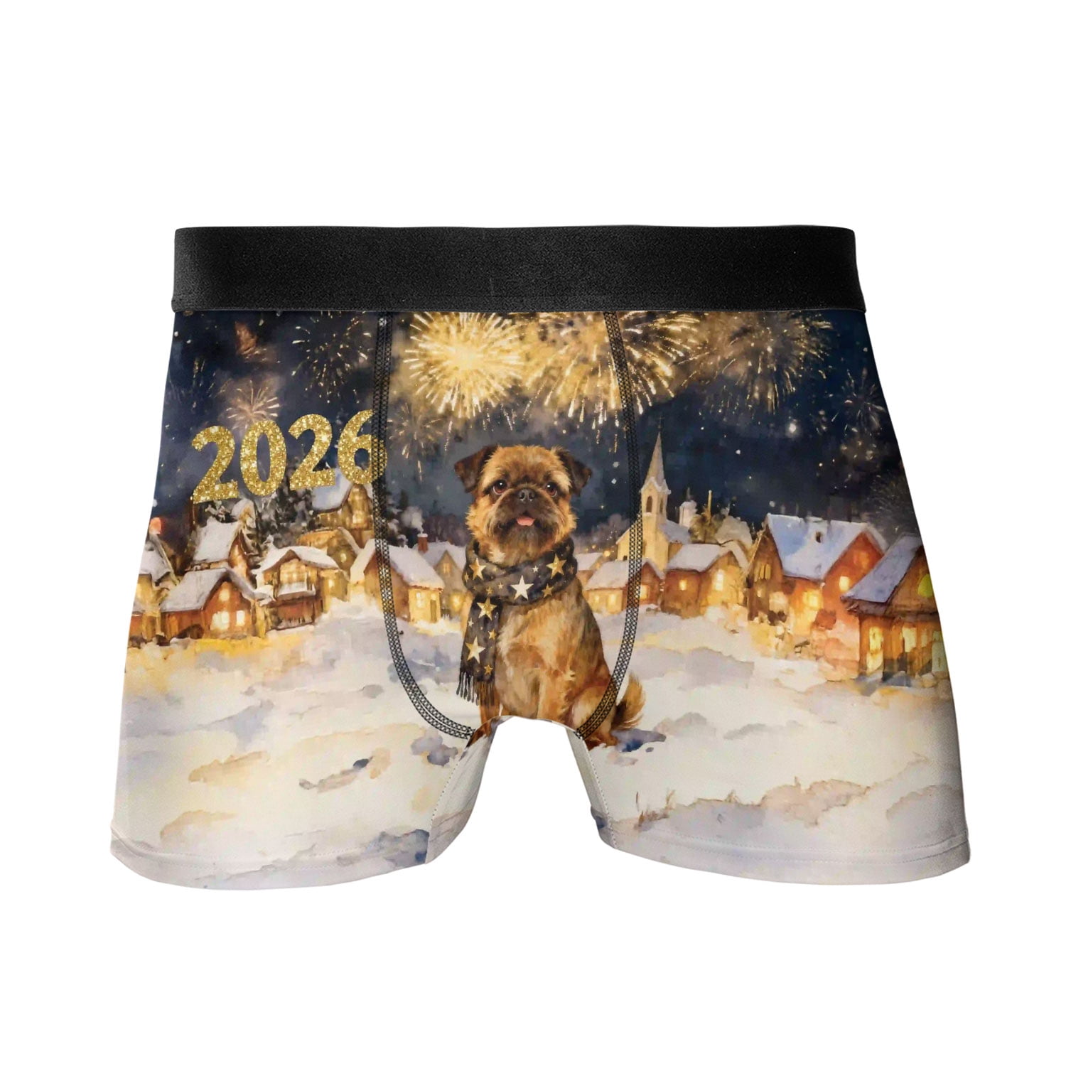 Brussels Griffon Happy New Year 2026 with Fireworks on New Year's Eve ...