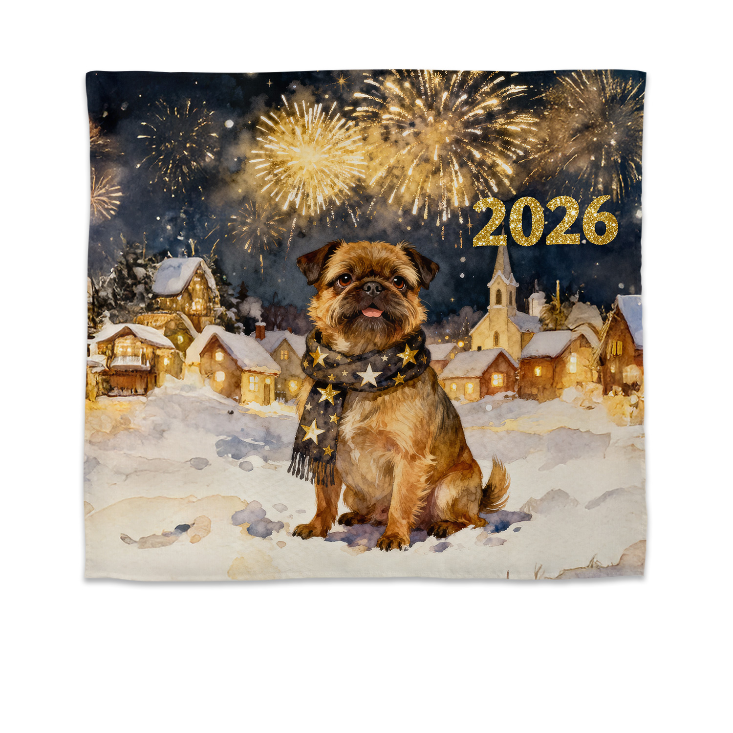 Brussels Griffon Happy New Year 2026 with Fireworks on New Year's Eve ...