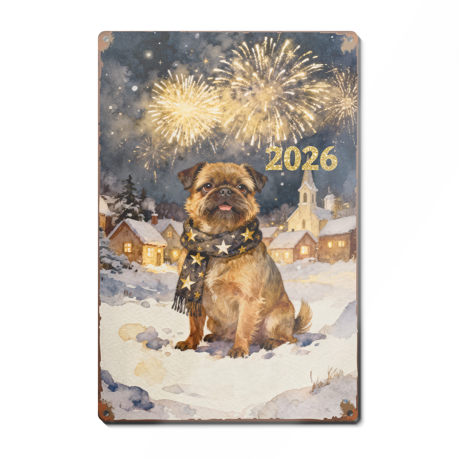 Brussels Griffon Happy New Year 2026 with Fireworks on New Year's Eve ...