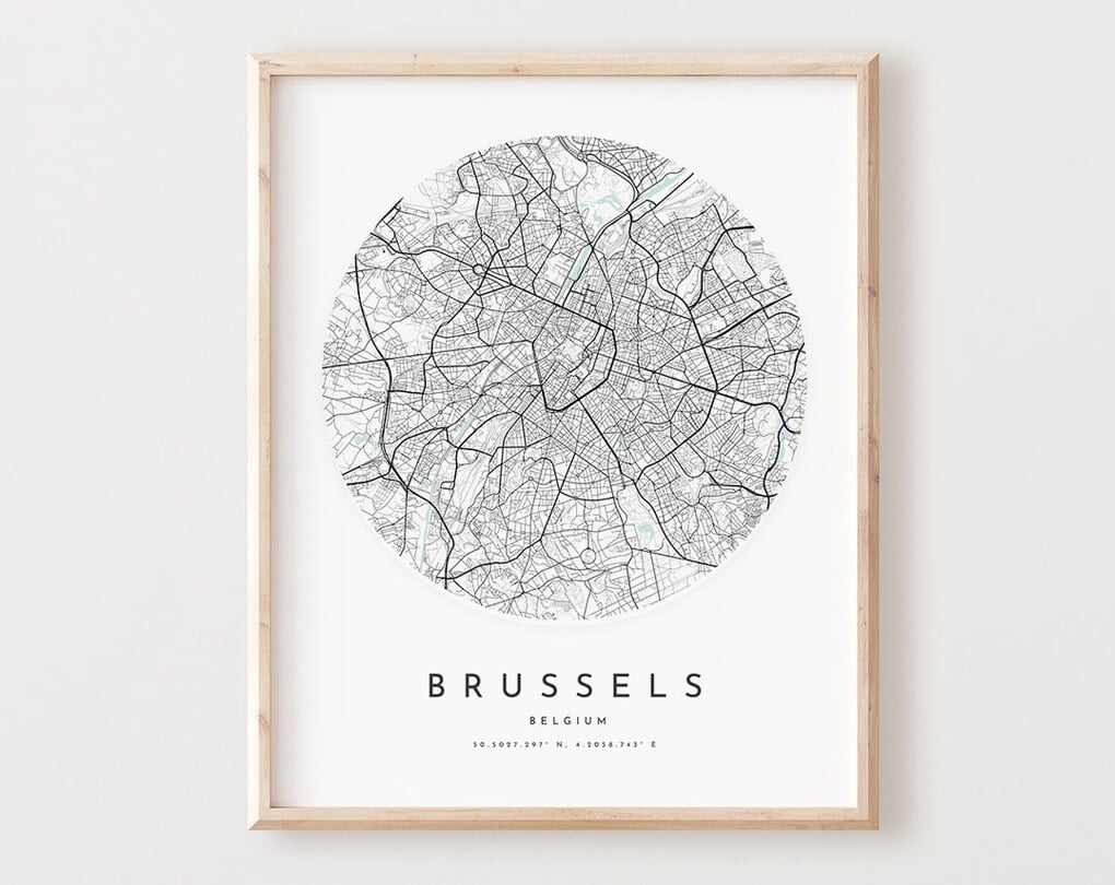 Brussels Map Print, Brussels Map Poster City Wall Art, Brussels Road ...