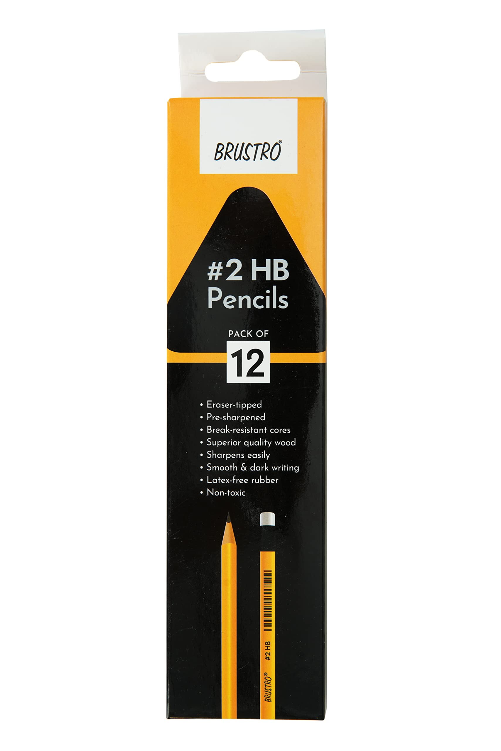 Brustro 2Hb Pencils | Pack Of 12 | Strong Grip, Extra Dark With Eraser ...