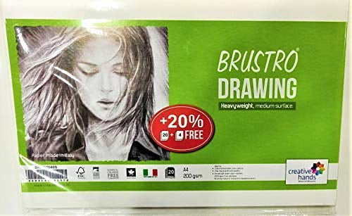 Brustro Drawing Paper A4 Size Pack 200 GSM Pack of 20 4 Sheets Pack of ...