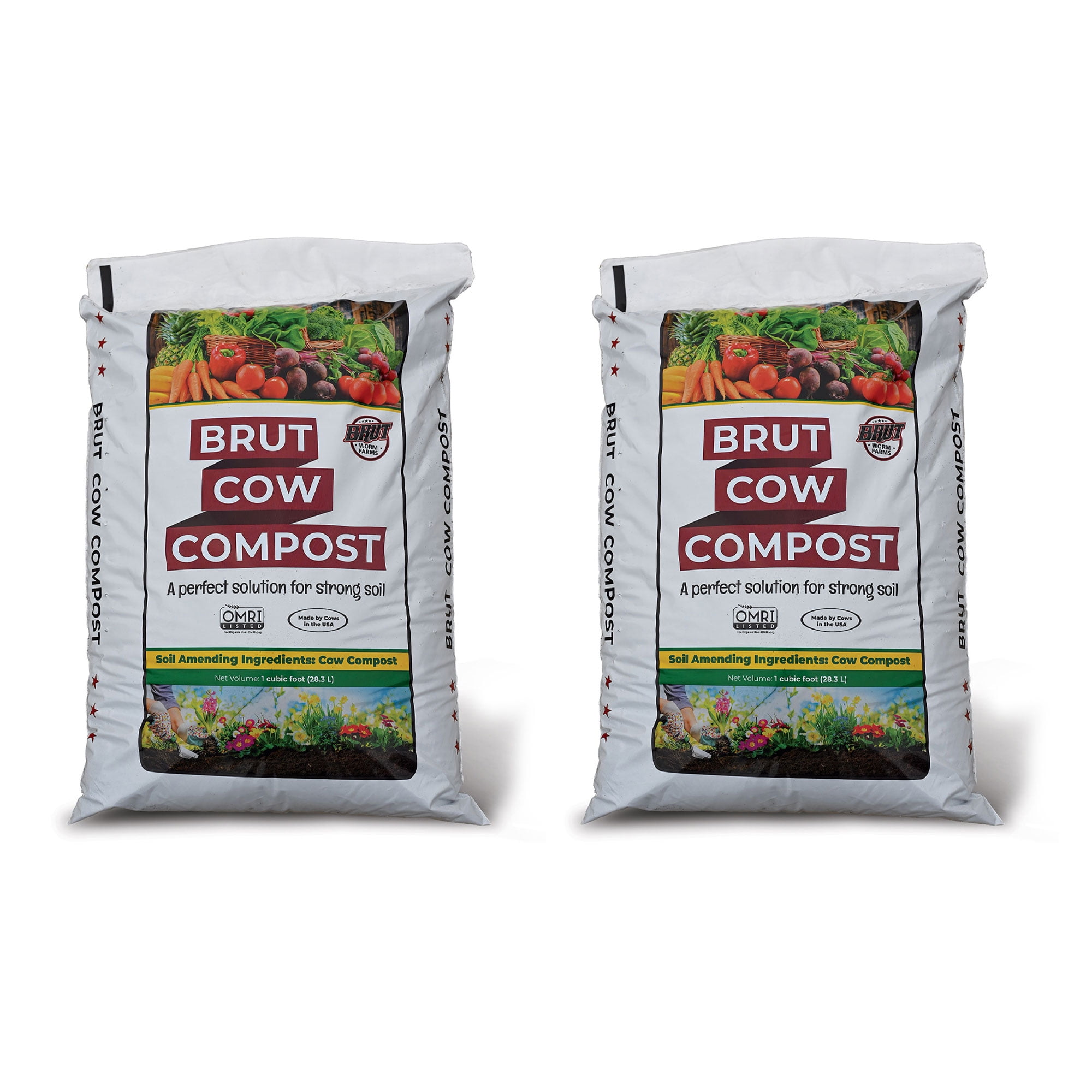 Brut Cow Compost, 2 Pack Composted Cow Manure Organic Soil Amendment, 1 ...