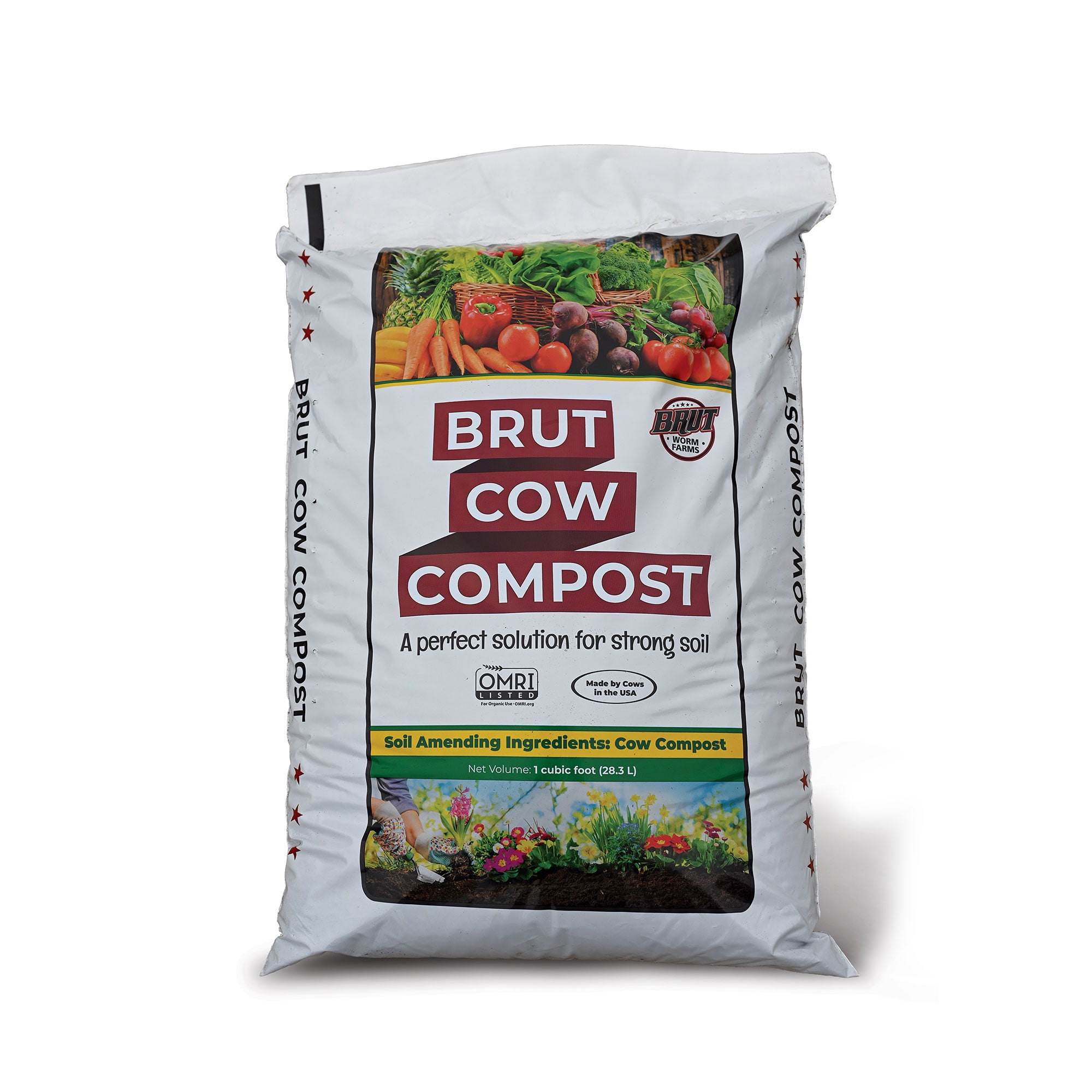 Brut Organic 1 Cubic Foot Pure Nutrient Rich Garden Enhancer Cow ...