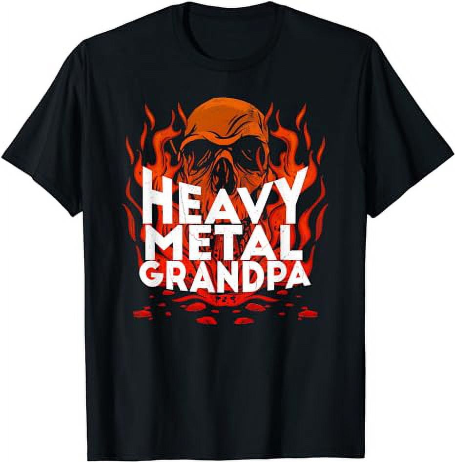 Brutal Heavy Metal Crew Heavy Metal Grandpa Skull On Flames T-Shirt ...