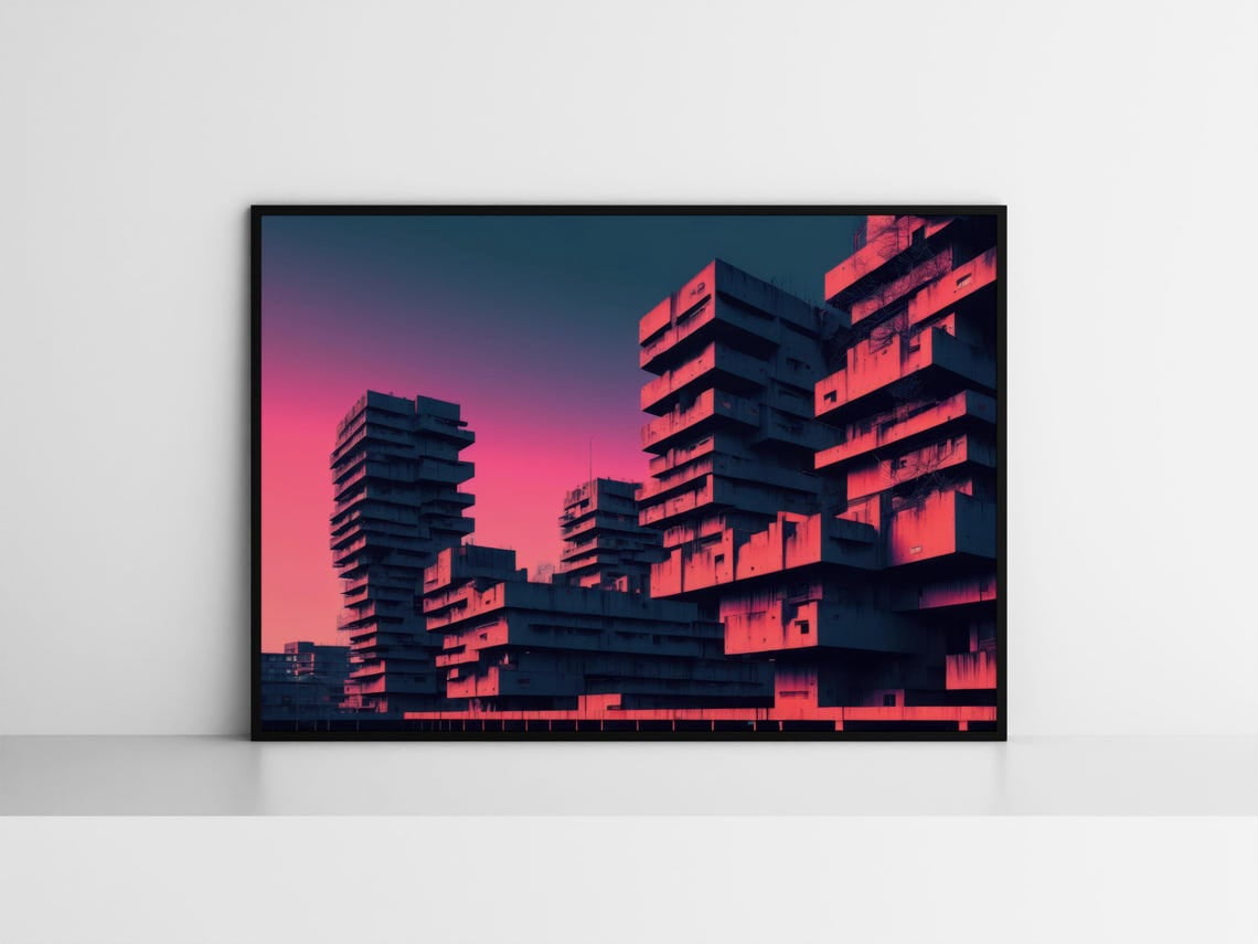 Brutalist Architecture Wall Art, Vibrant Home Decor, Unframed Paper ...