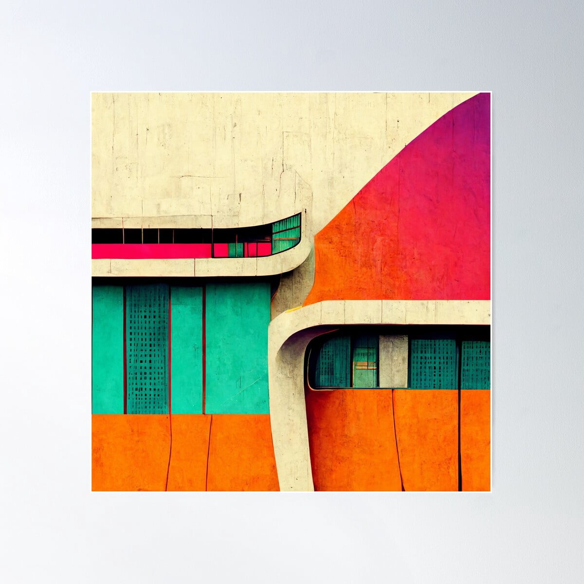 Brutalist Bold Colors Poster Wall Art, Modern Wall Decor For Living ...