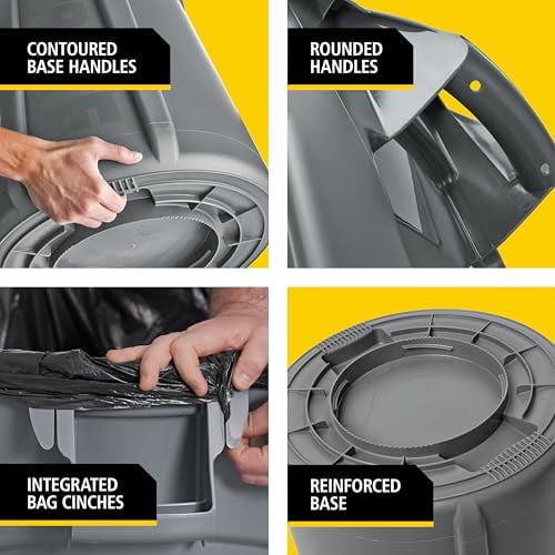 Brute Heavy Duty Round Trash/Garbage Container, 44 Gallon, Gray ...