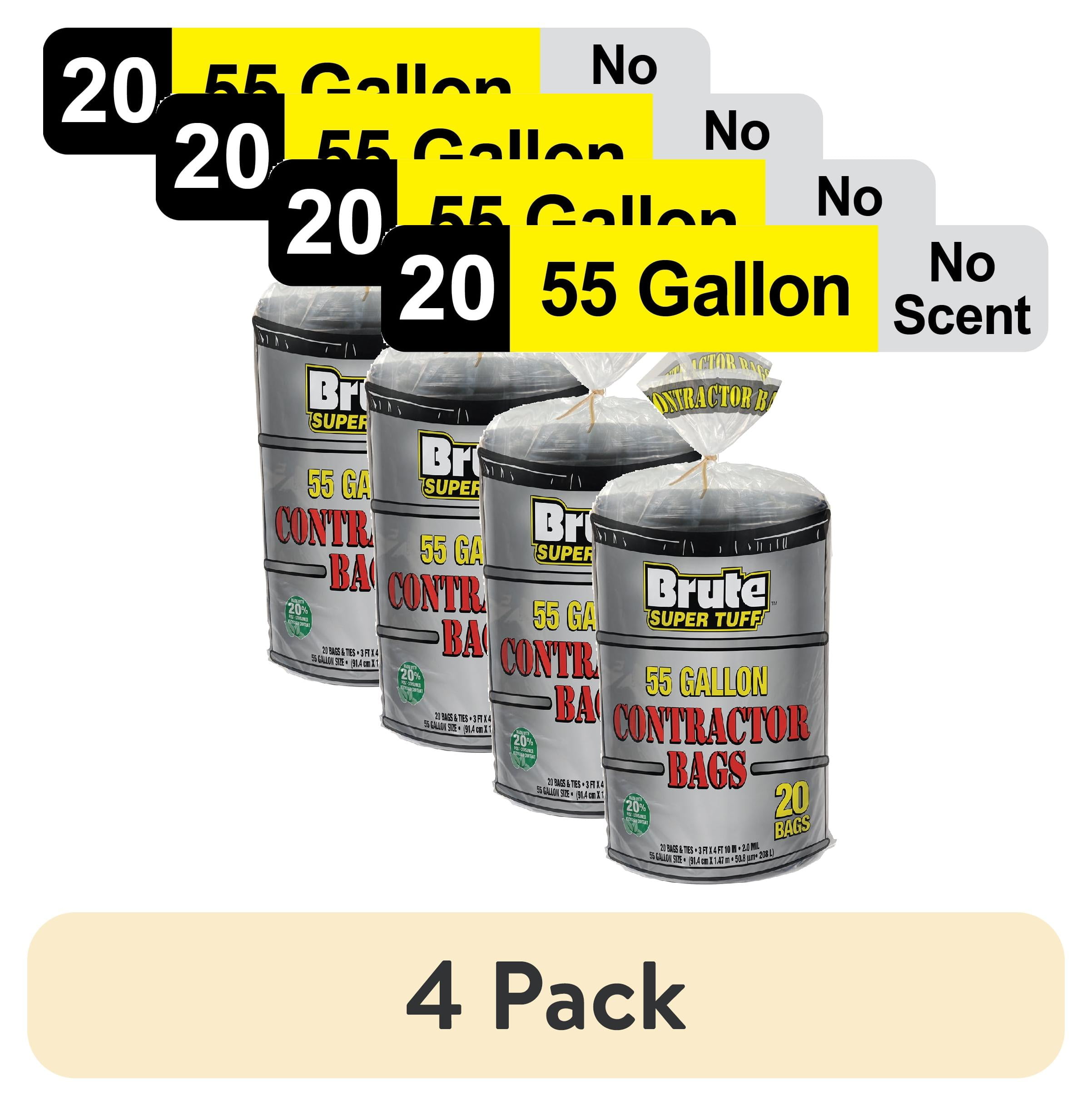 (4 pack) Brute Super Tuff Contractor Trash Bags, Made with 20% Recycled ...