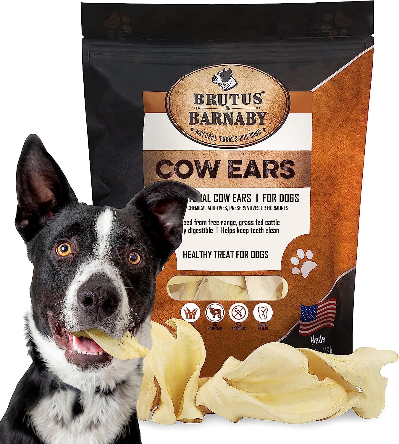 Brutus & Barnaby Premium Cow Ears For Dogs 100% Grass-Fed Beef Natural ...