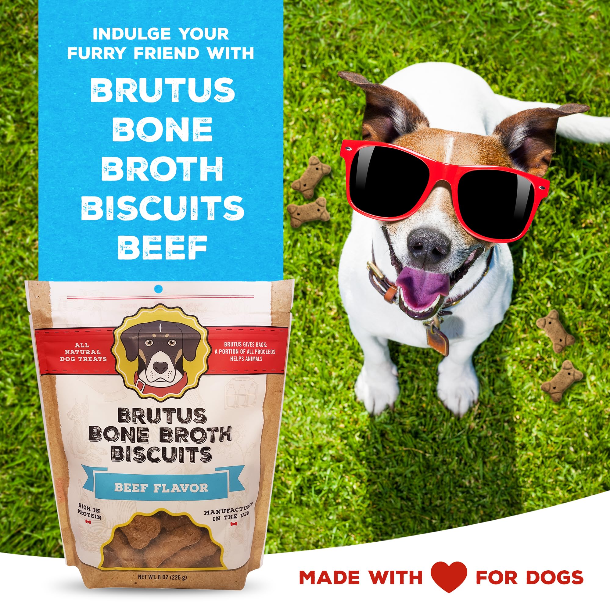 Brutus Bone Broth Biscuits (Beef) - Healthy H2FSDDog Treats - Natural Dog Biscuits with Dog ...