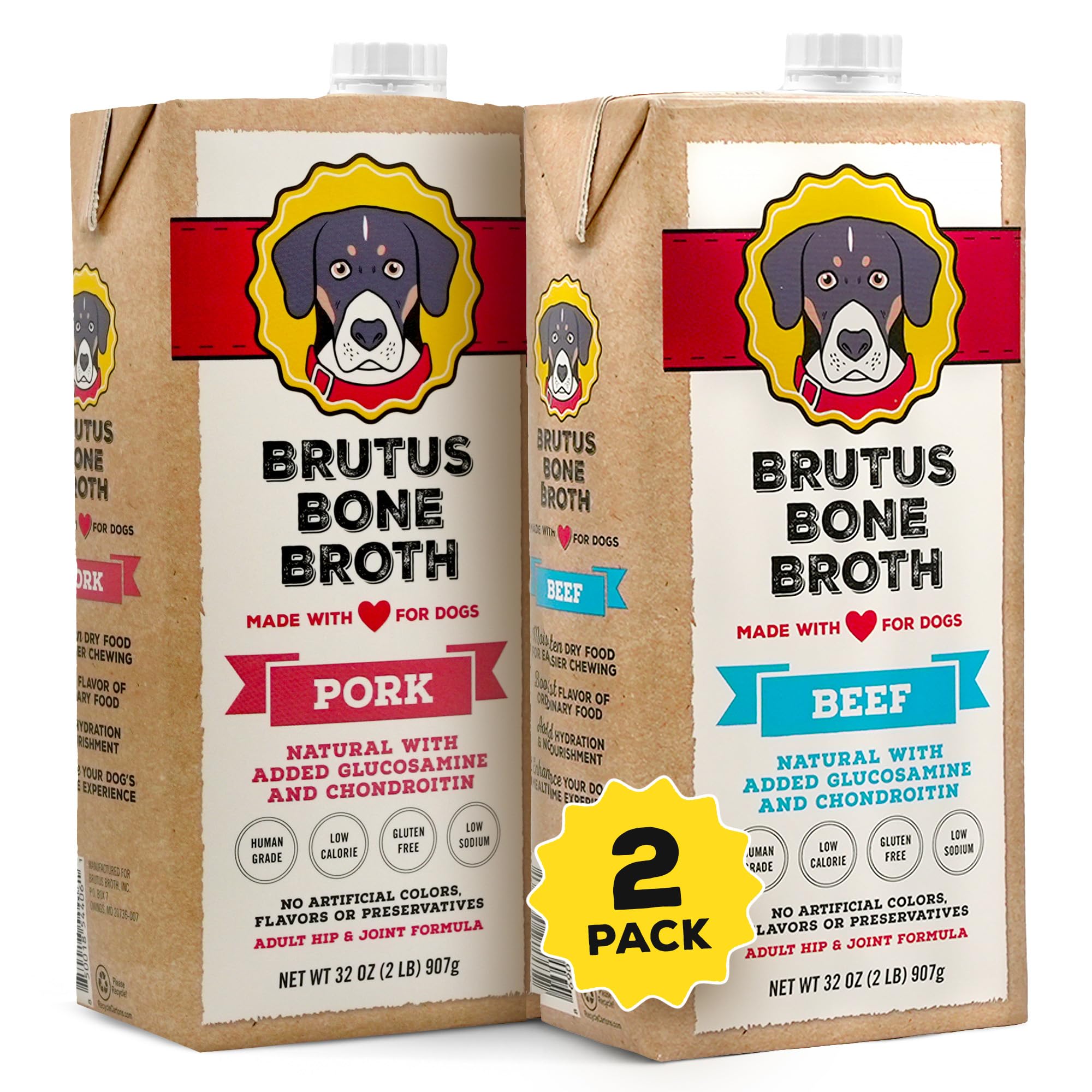 Brutus Broth for Dogs - All AIS1 Natural Bone Broth for Dogs with Chondroitin Glucosamine ...