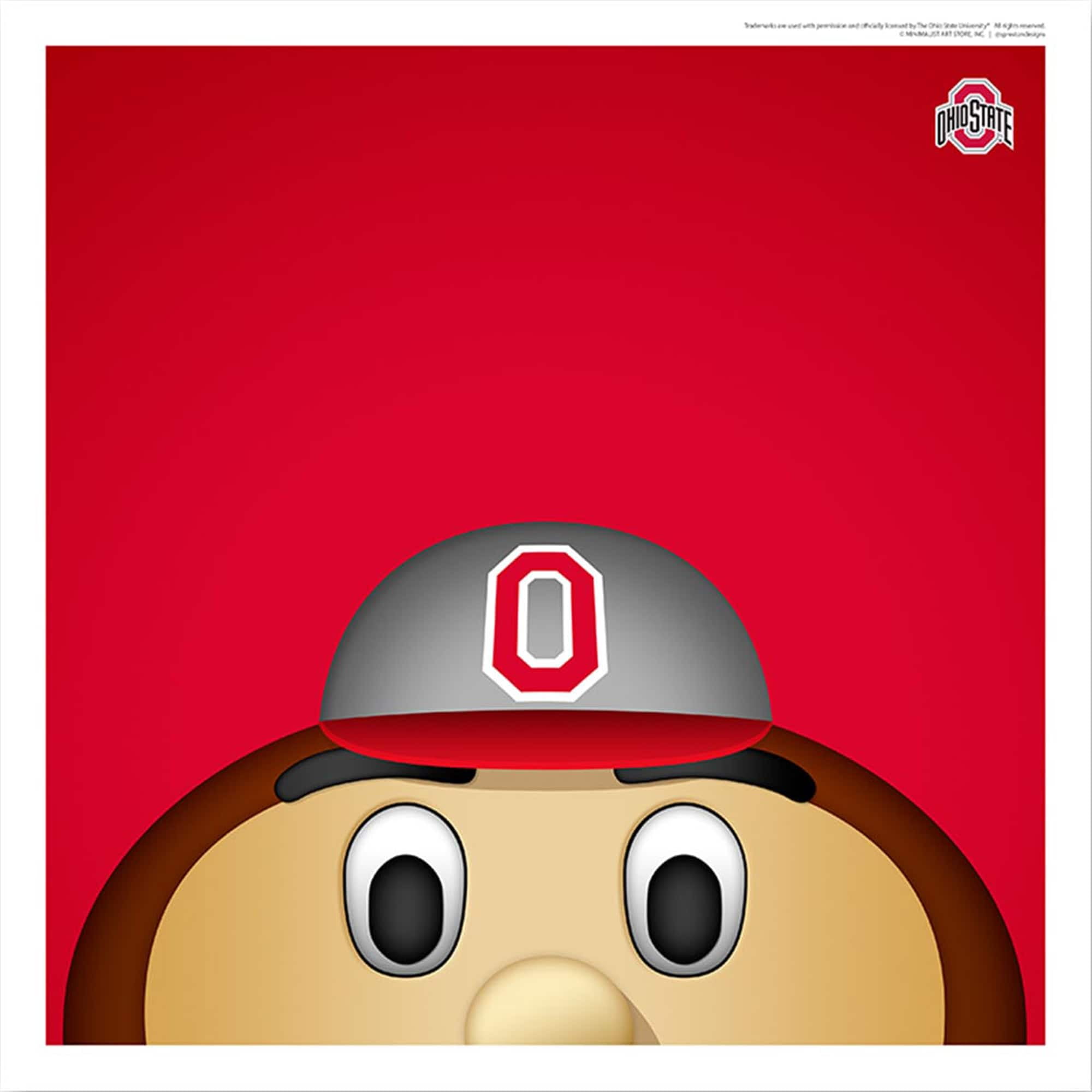 Brutus Buckeye Ohio State Buckeyes 12'' x 12'' Minimalist Mascot Poster ...
