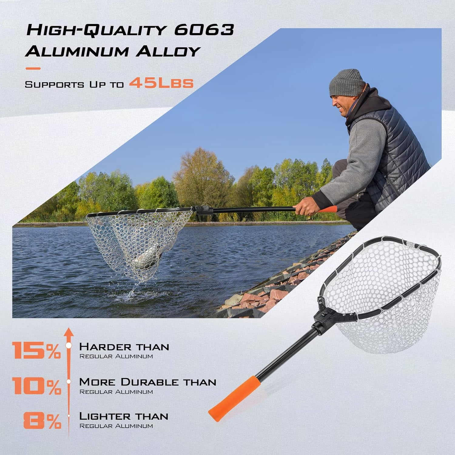 Brutus Fishing Net - Foldable Extendable Fish Landing Net with Soft EVA ...