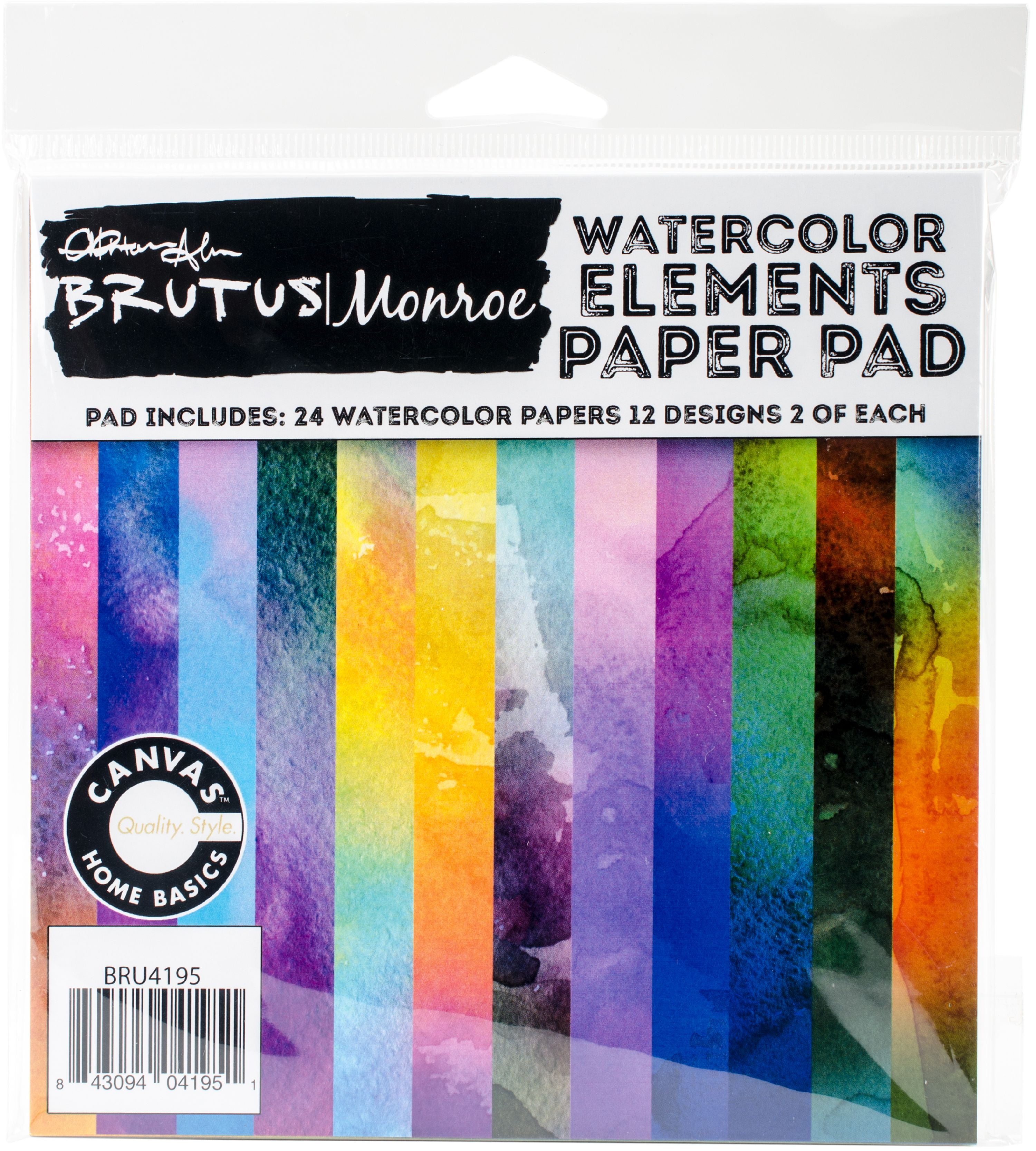 Brutus Monroe Single-Sided Paper Pad 6"X6" 24/Pkg-Watercolor Elements ...
