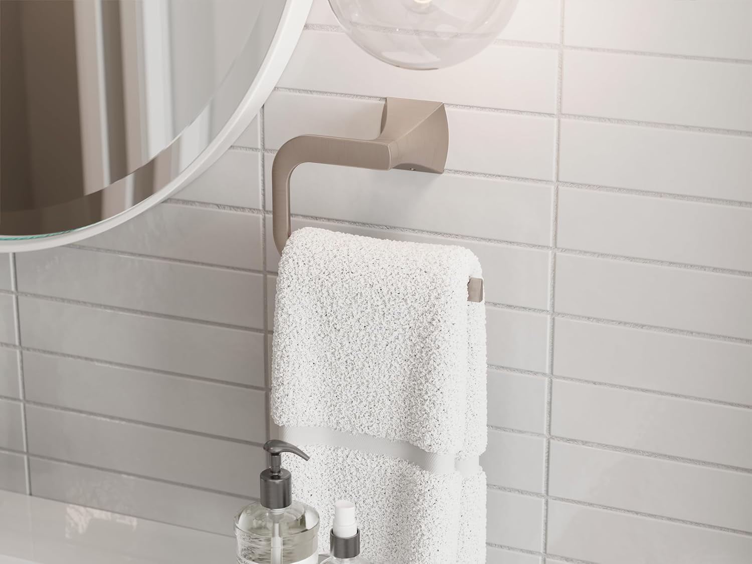 Bruxie 3-Piece Bathroom Hardware Set with Towel Bar, Towel Ring, and ...