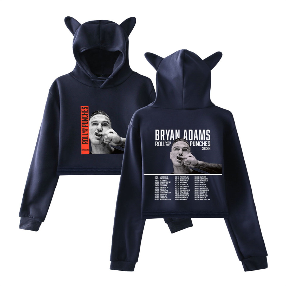 Bryan Adams Roll With The Punches 2025 Short Hoodies Fashion Cat Ear ...