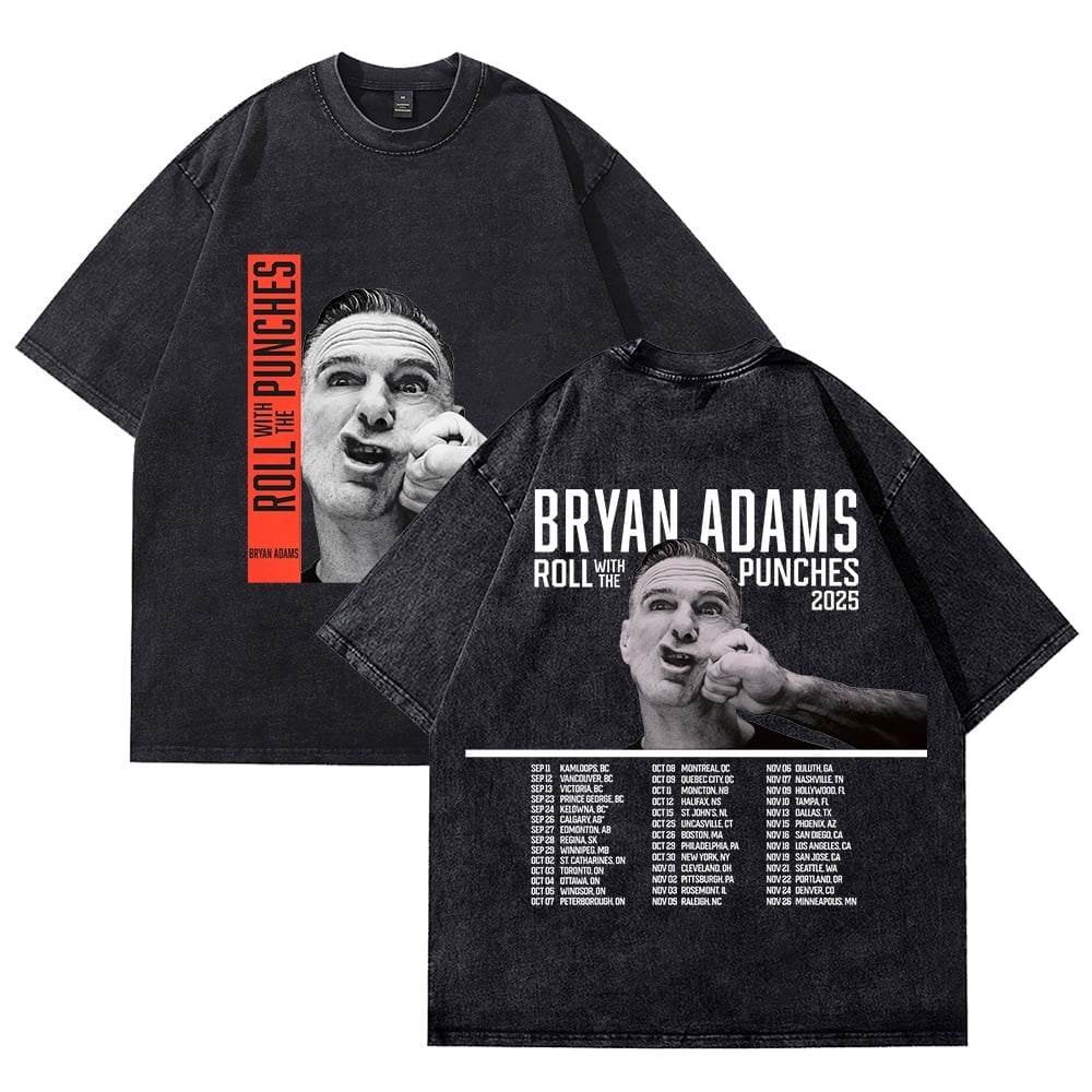 Bryan Adams Roll With The Punches 2025 Washed cotton Tshirt Unisex ...