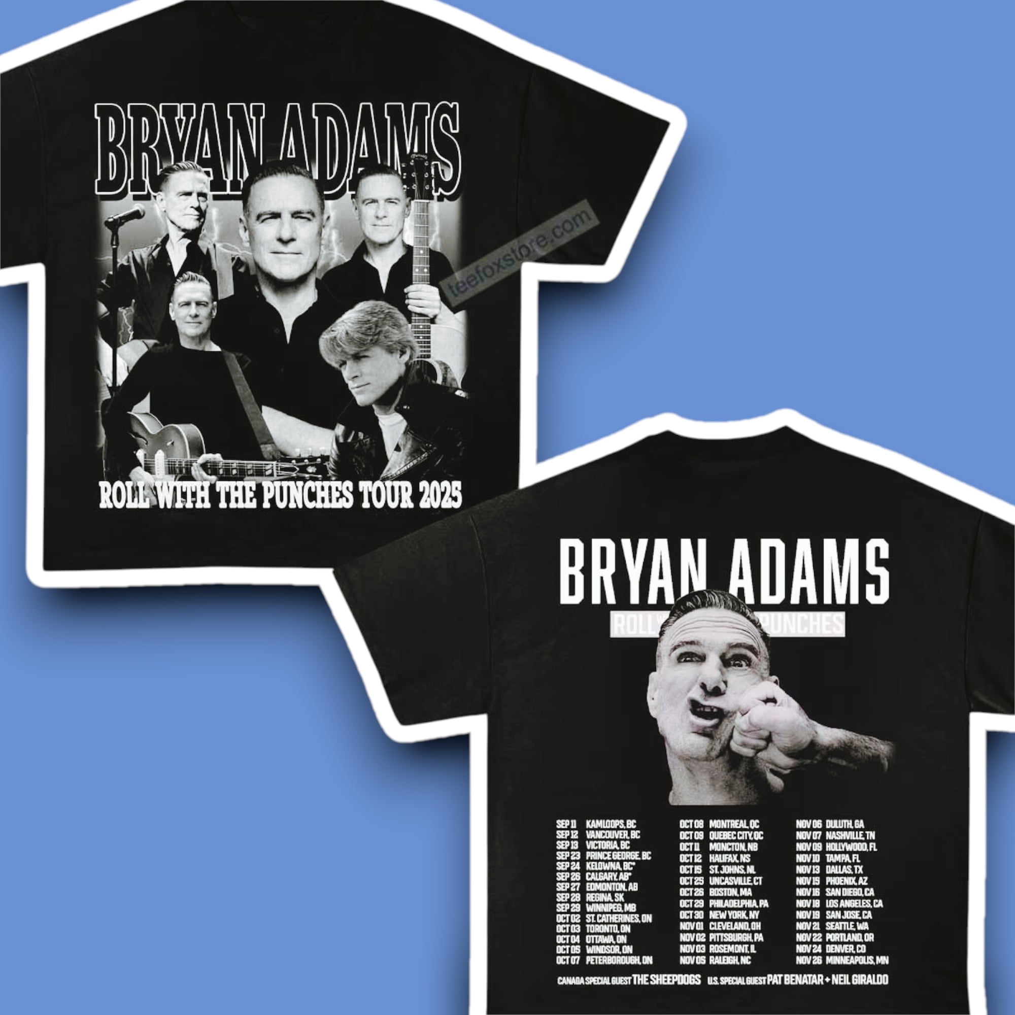 Bryan Adams Roll With The Punches Tour 2025 Graphic Shirt ,Black Color ...