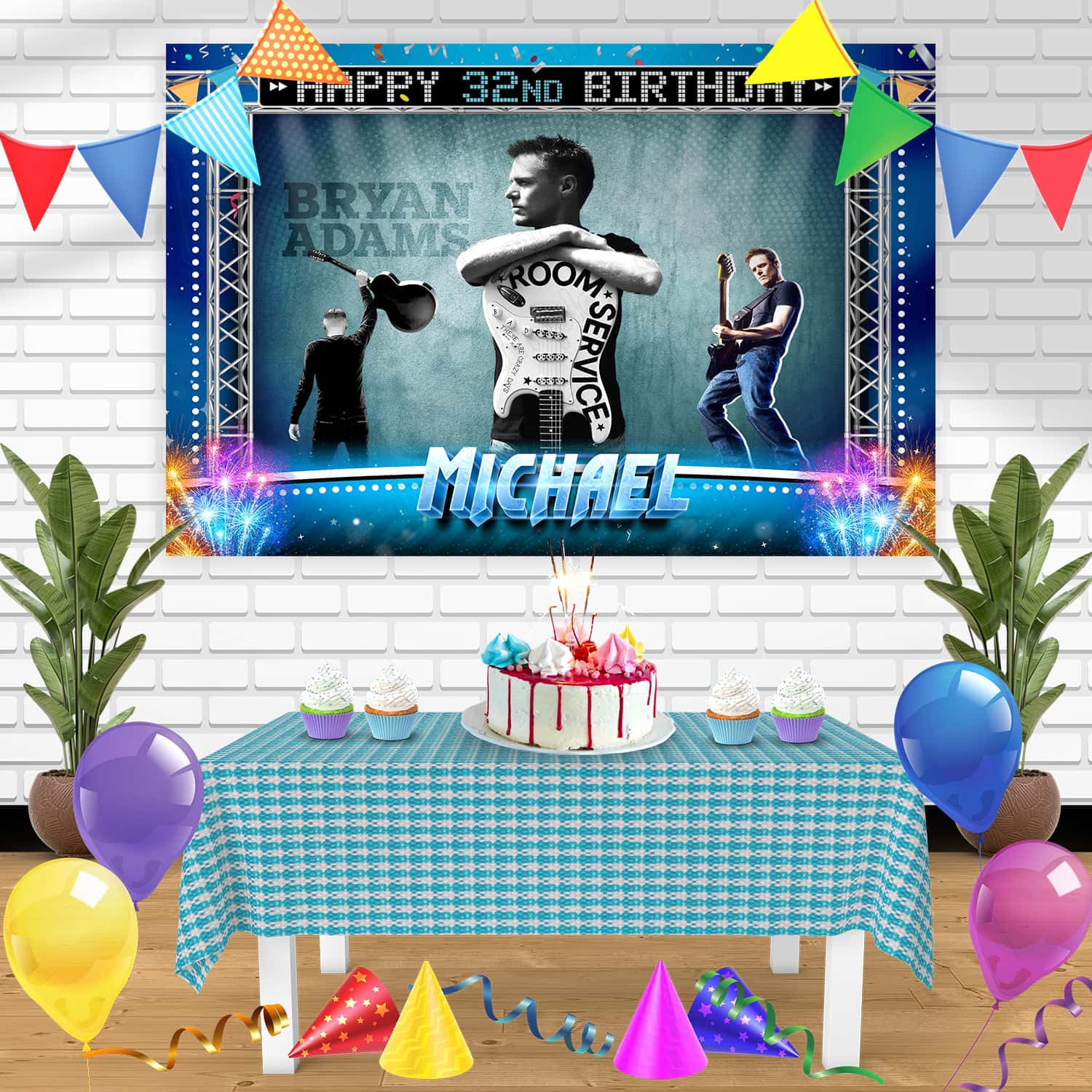 Bryan Adams Singer Birthday Banner Personalized Party Backdrop ...