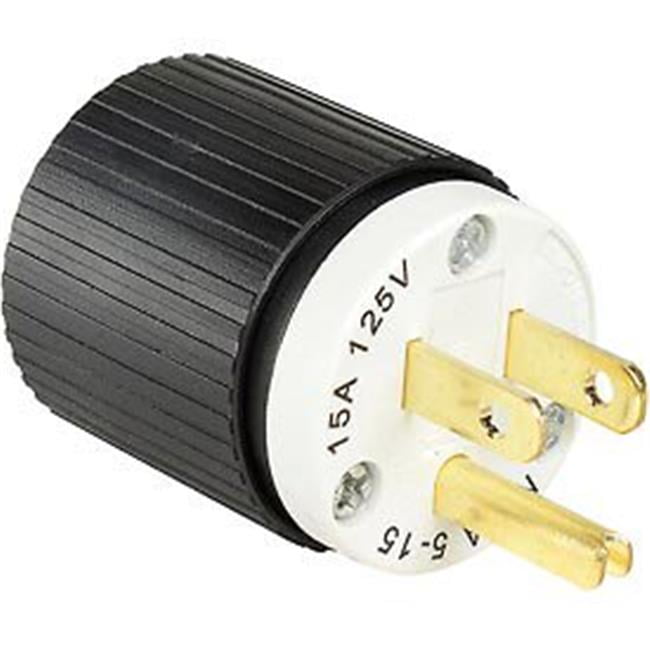 Bryant 15A 125V Techspec Straight Blade Plug, Black & White - Walmart.com