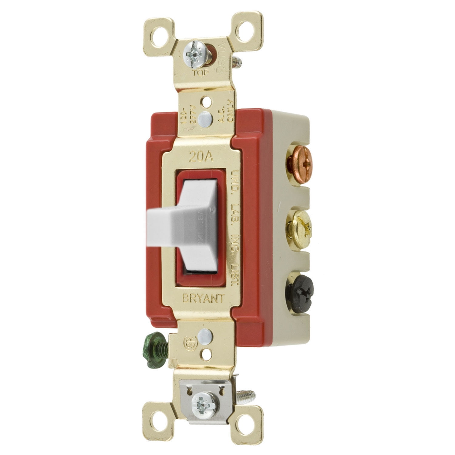 Bryant 4925W Toggle Switch, 20A, 120/277V AC, Double Pole, Double Throw ...