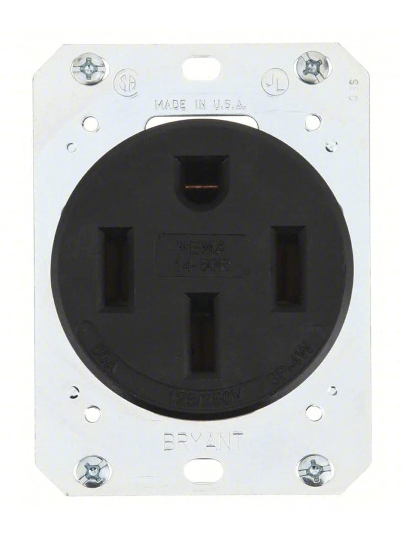 Bryant 9450FR Industrial Grade 50 Amp NEMA 14-50 Receptacle, Made in ...