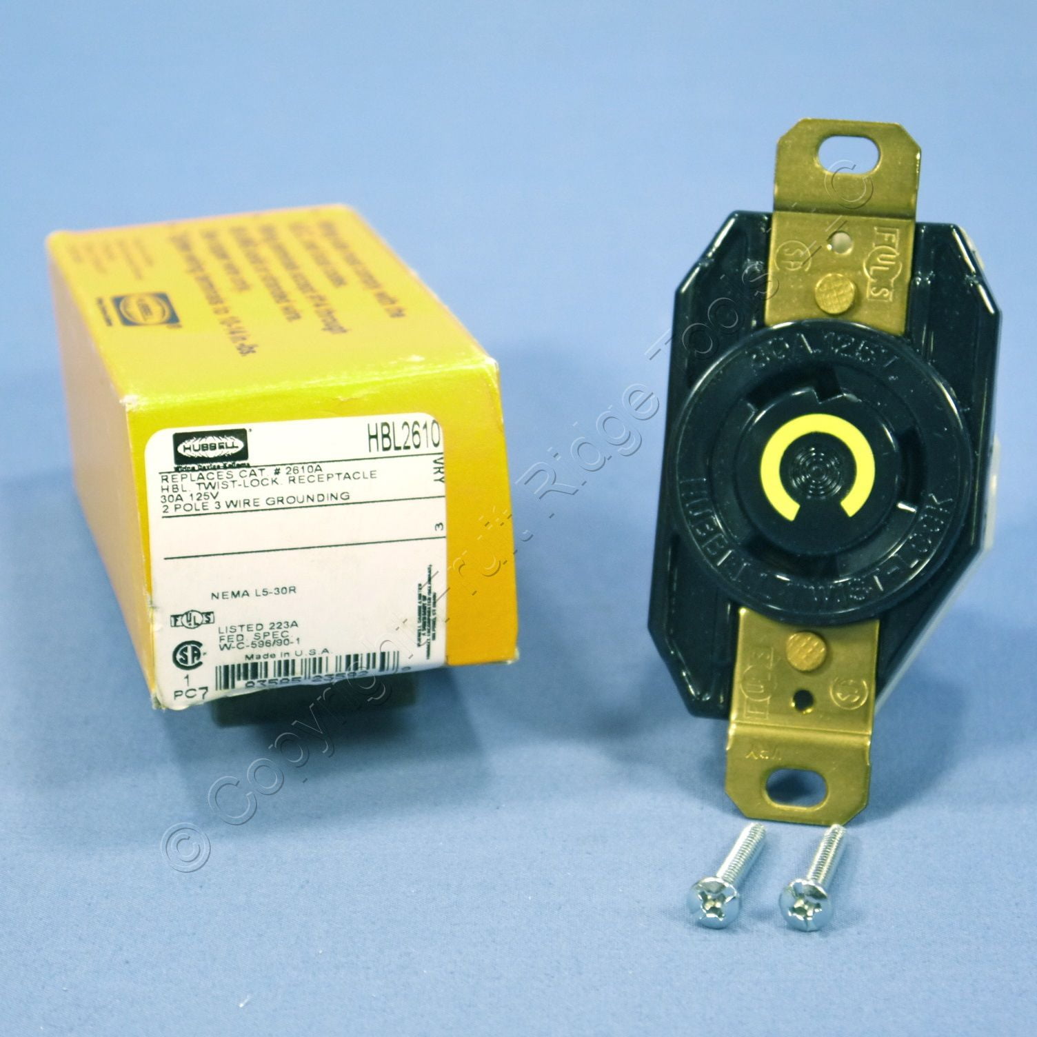Bryant Black Locking Receptacle, 30 Amps, 125VAC Voltage, NEMA ...