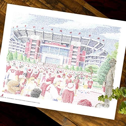 Bryant Denny Stadium Word Art - 16x20 Unframed - Handwritten with Every ...