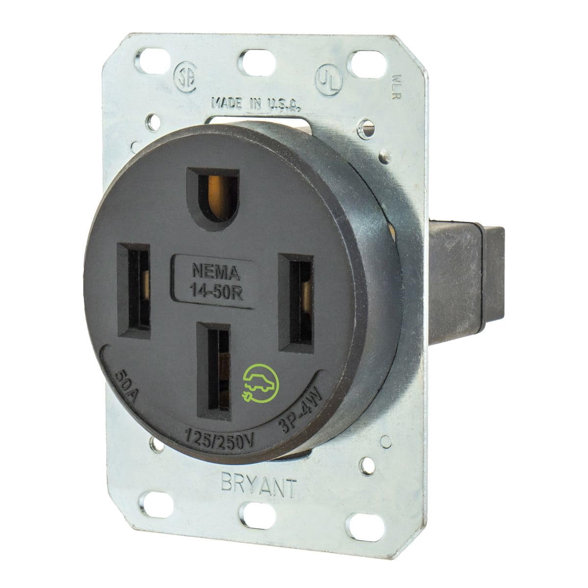 Bryant Electric 9450FR 50 Amp 125/250V NEMA 14-50R Flush Straight Blade ...