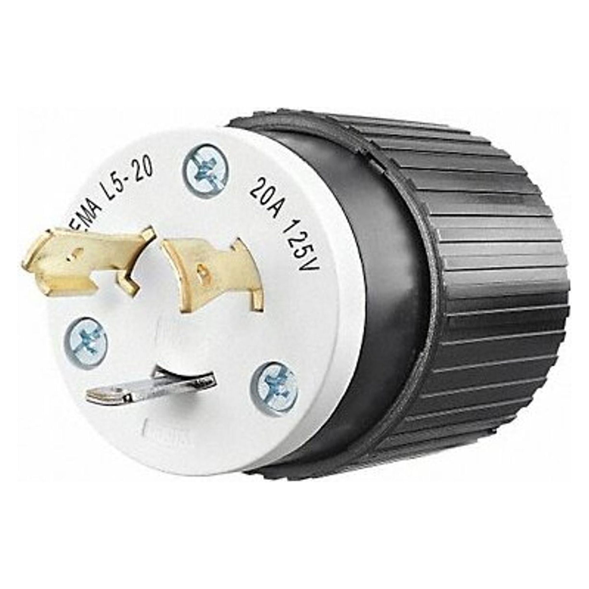 Bryant Nylon Locking Plug 70520Np Nema, L5-20, 20A, 125V, Black/White - Walmart.com