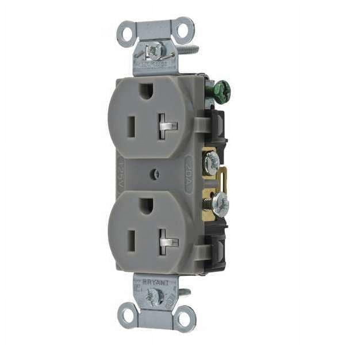 Bryant Receptacle,Gry,20A,125VAC,Tamper Resist. CBRS20GRYTR - Walmart.com